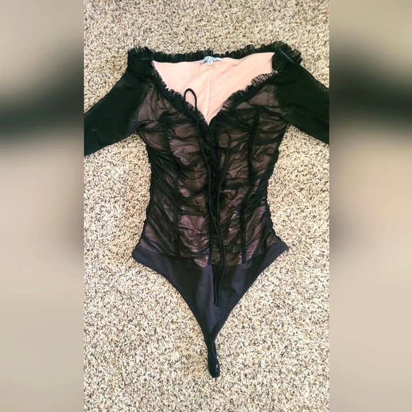 iris | Tops | Iris Black Sheer Bodysuit | Poshmark